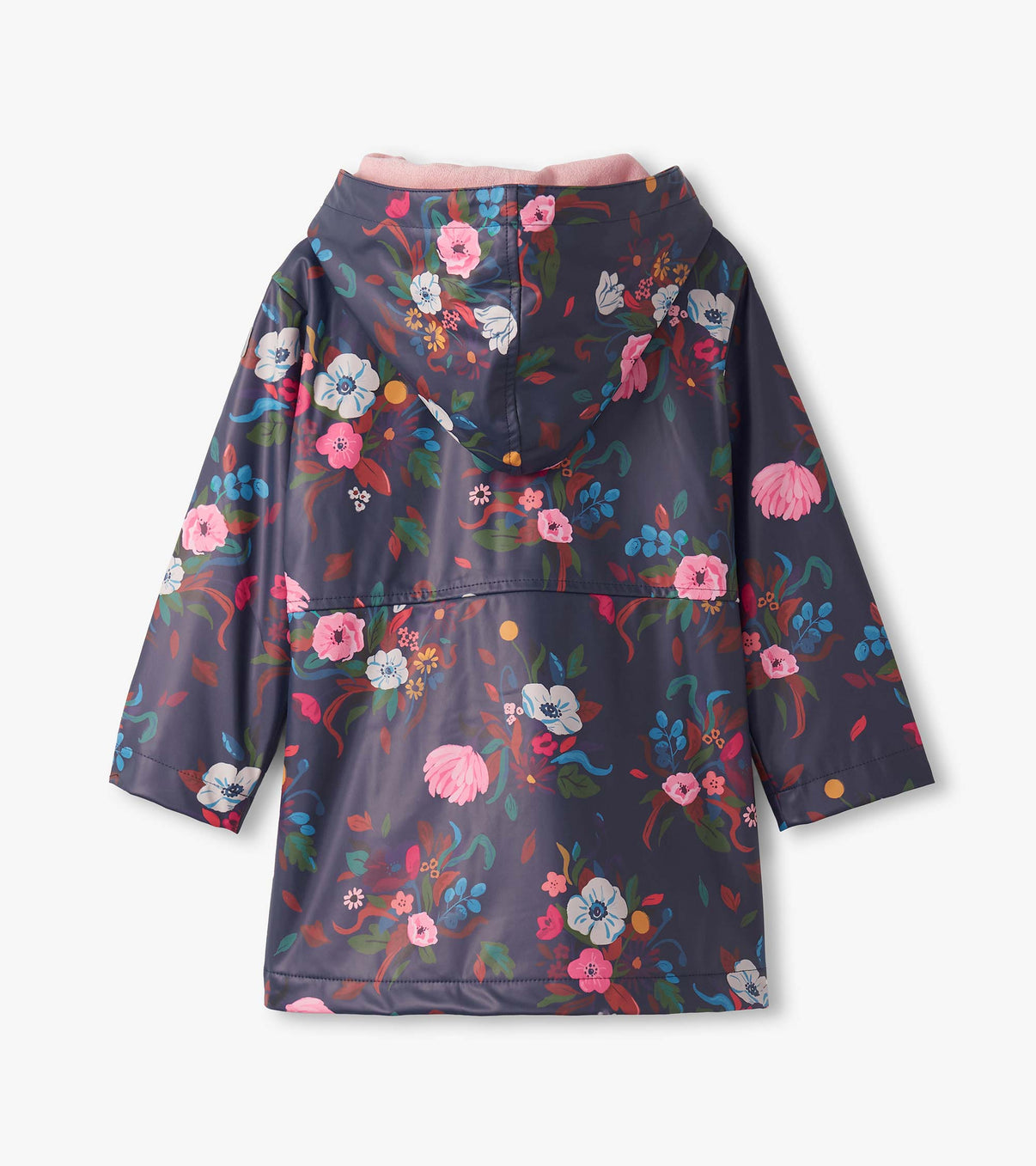 Girls Fall Floral Zip-Up Rain Jacket