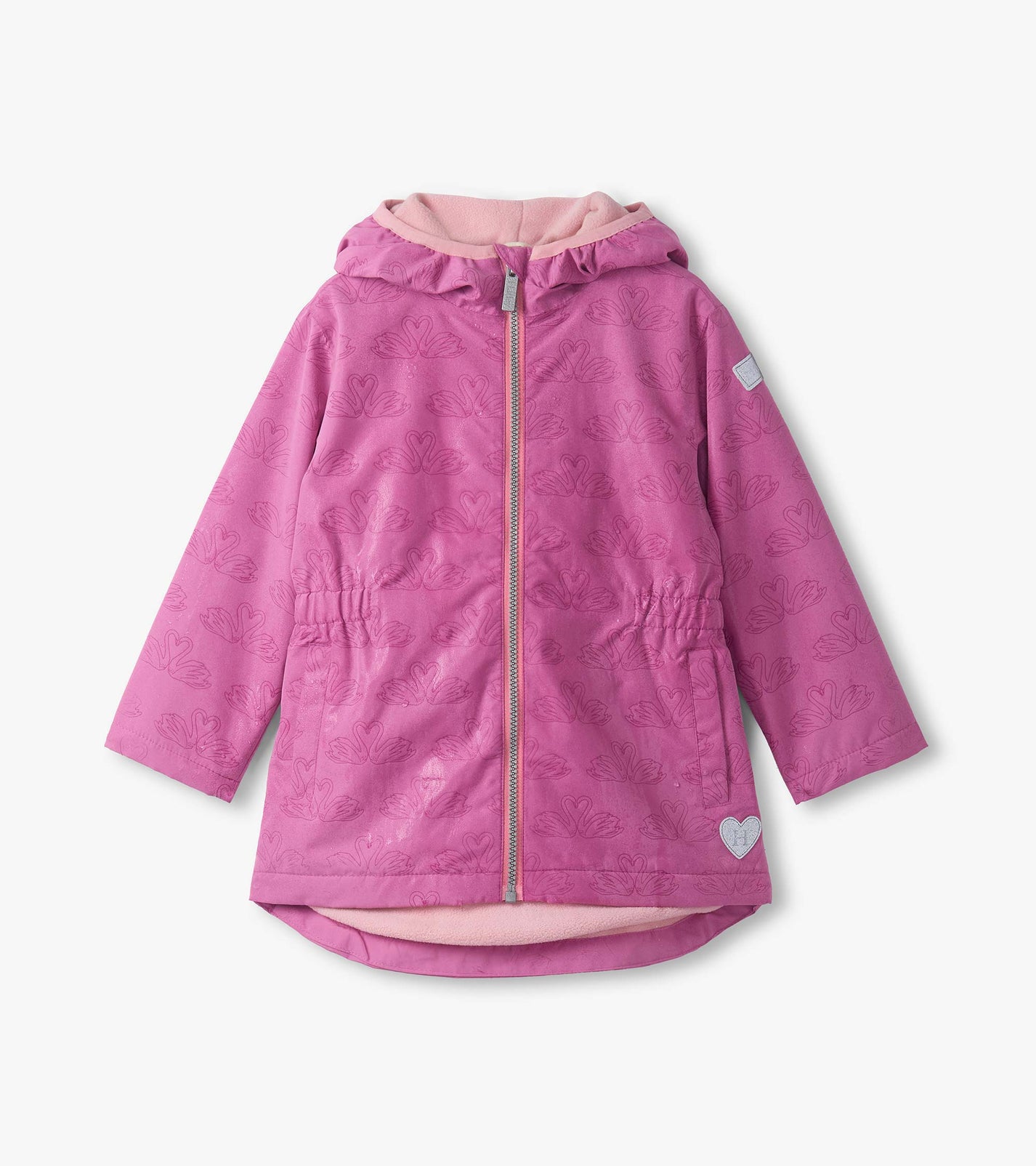 Girls Heart Swans Colour Changing Zip-Up Rain Jacket